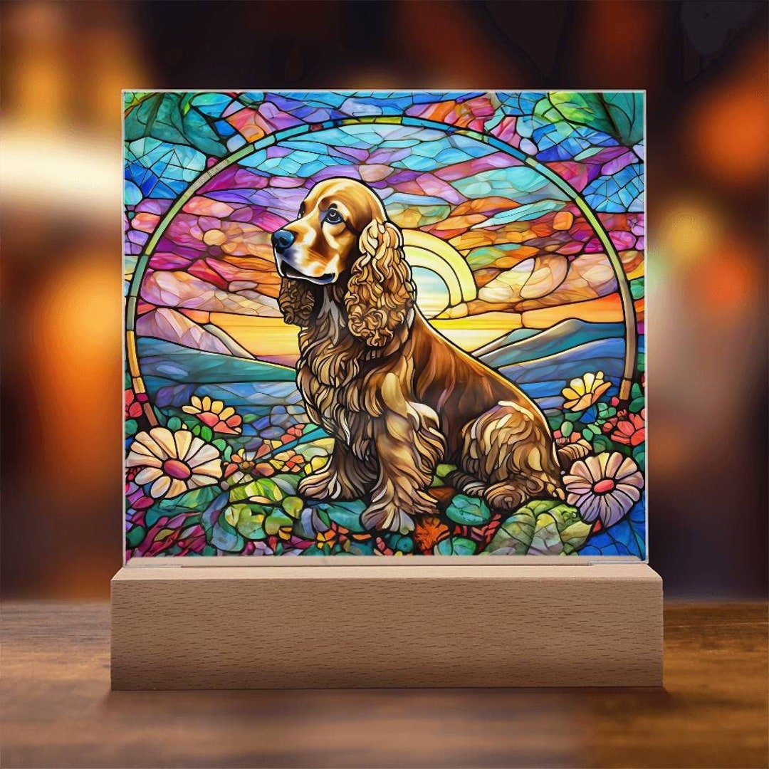 Cocker Spaniel Stained Glass Acrylic Plaque: Dog Lover LED Nightlight ...