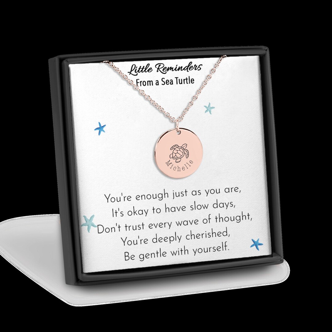 Little Reminders Necklace, Mental Health Gift, Positive Sea Turtle ...