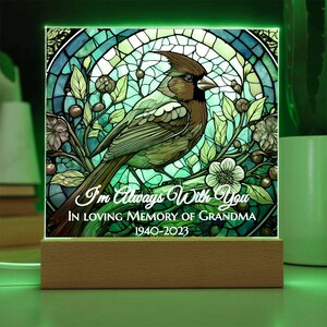 Cardinal Memorial Stained Glass Acrylic Plaque Personalized Remembrance ...