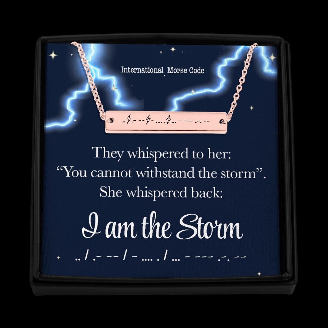I Am the Storm Morse Code Necklace, Rose Gold Encouragement Gift - Etsy