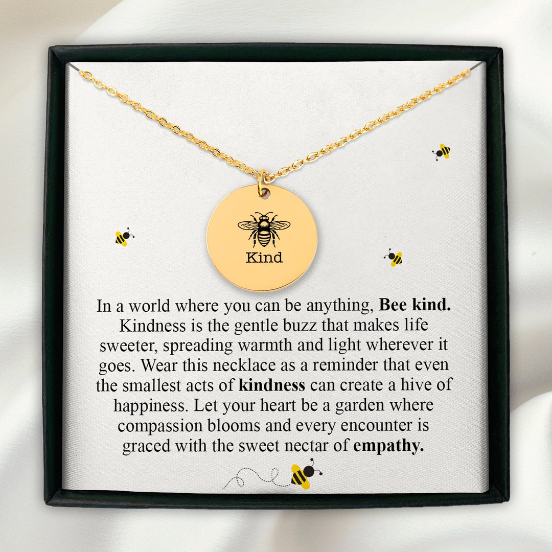 Be Kind, Bee Kind Necklace, Bee Coin Pendant Necklace, Honey Bee ...