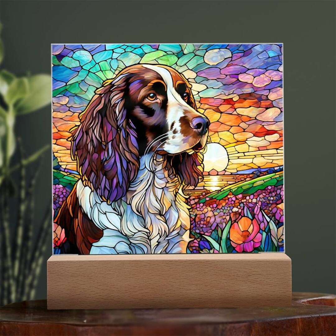 Personalized Springer Spaniel Stained Glass Acrylic Plaque - Pet ...