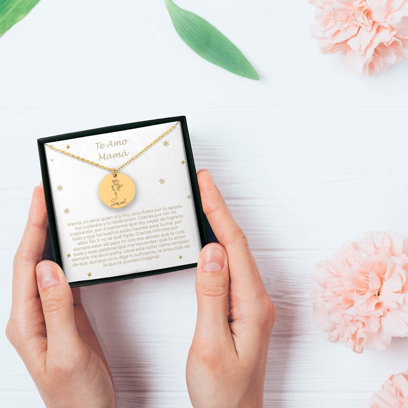 Personalized Birth Flower Necklace, Spanish Mothers Day Gift - Etsy