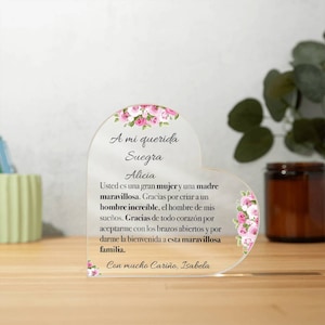 A Mi Querida Suegra, Personalized Acrylic Plaque, Mothers Day Gift for ...