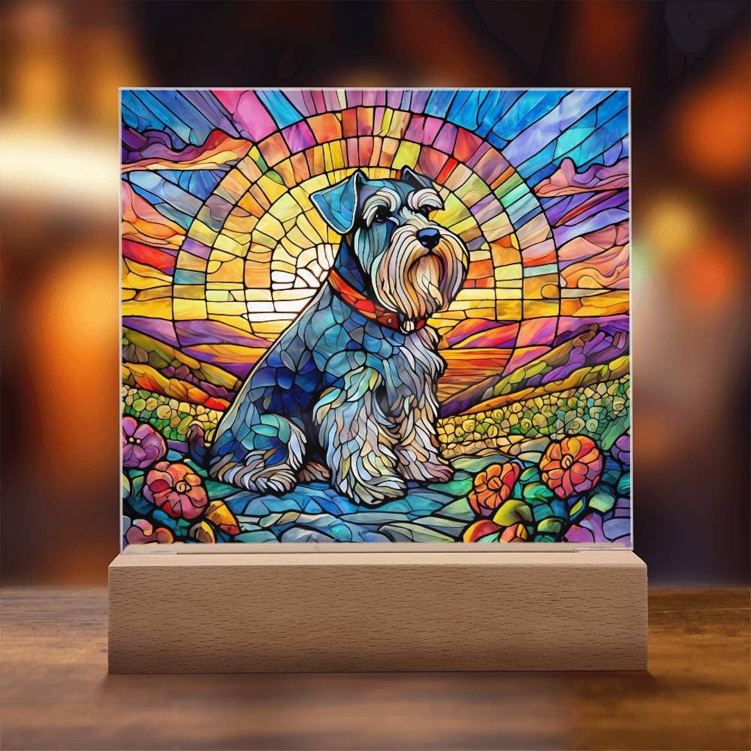 Schnauzer Dog Stained Glass Acrylic Plaque Personalized Pet Memorial ...