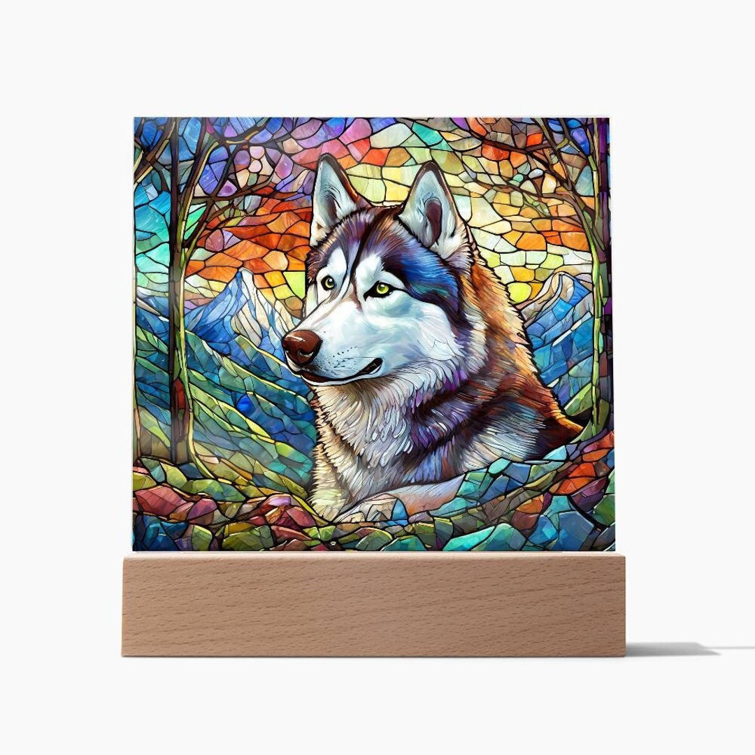 Siberian Husky Dog Stained Glass Acrylic Plaque Personalized Pet ...