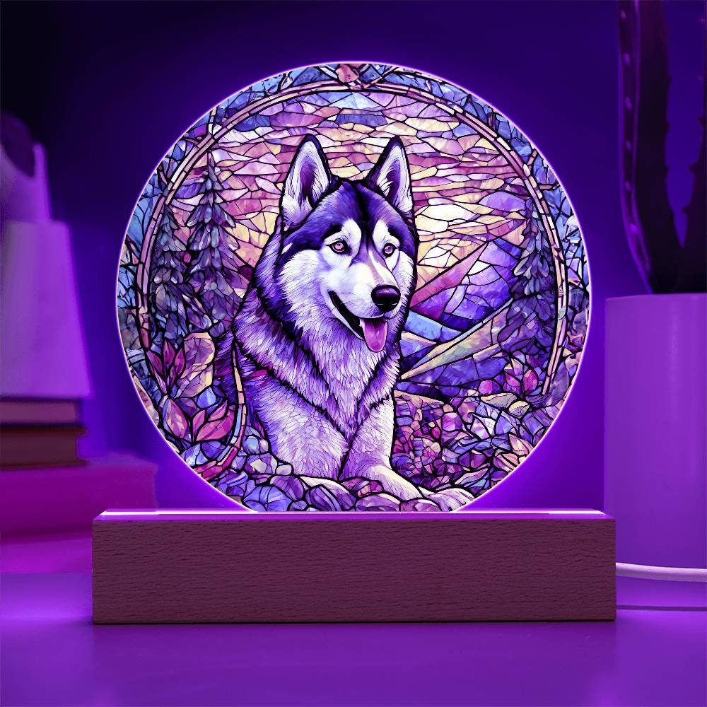 Siberian Husky Stained Glass Acrylic Plaque: Personalized Pet Memorial ...