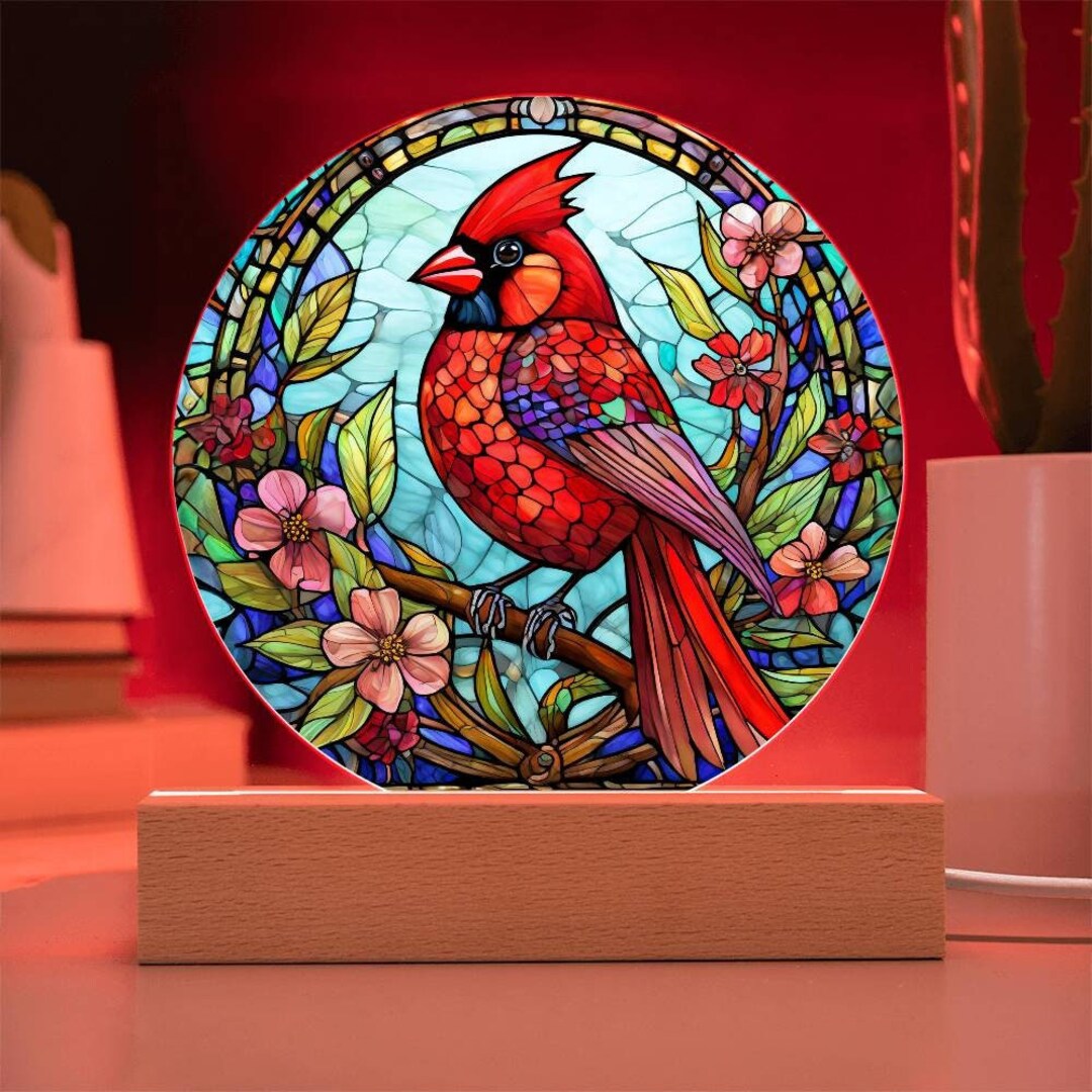 Stained Glass Cardinal Acrylic Plaque: Memorial Remembrance Gift - Etsy
