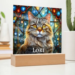 Tabby Cat Acrylic Plaque Personalized Gray Striped Furry Cat Memorial ...