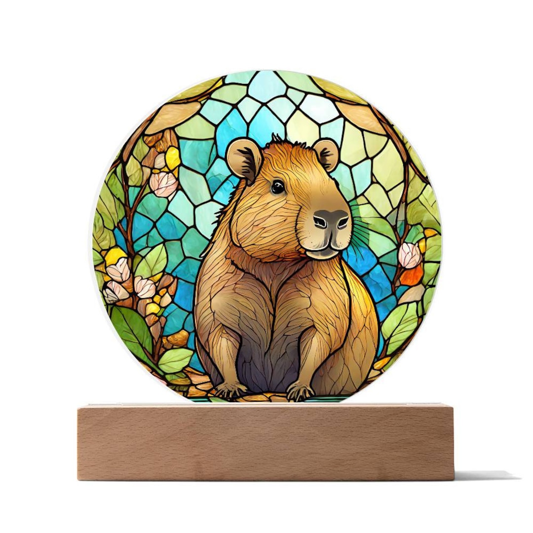 Capybara Stained Glass Acrylic Plaque Night Light: Animal Lover Gift - Etsy