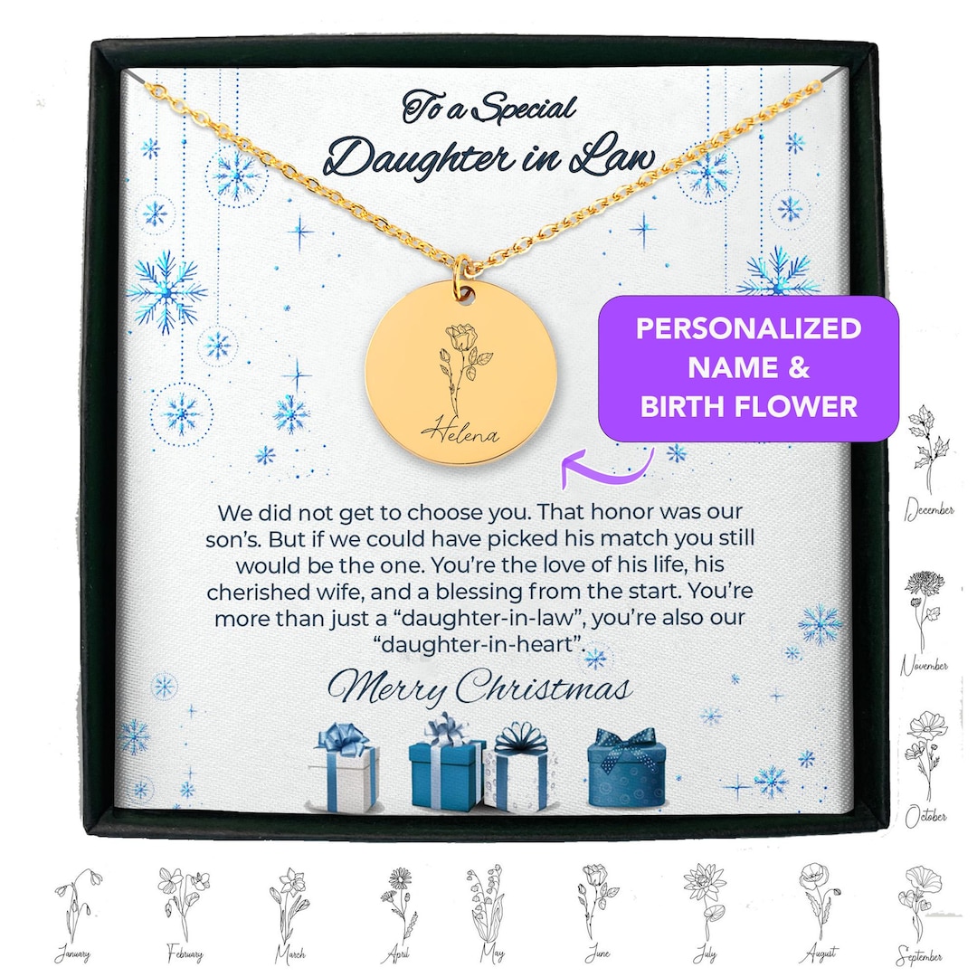 Daughter-in-law Gifts, Personalized Name & Birth Flower Necklace ...