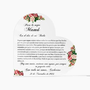Personalized Acrylic Heart Plaque: Spanish Mother of the Bride Gift - Etsy