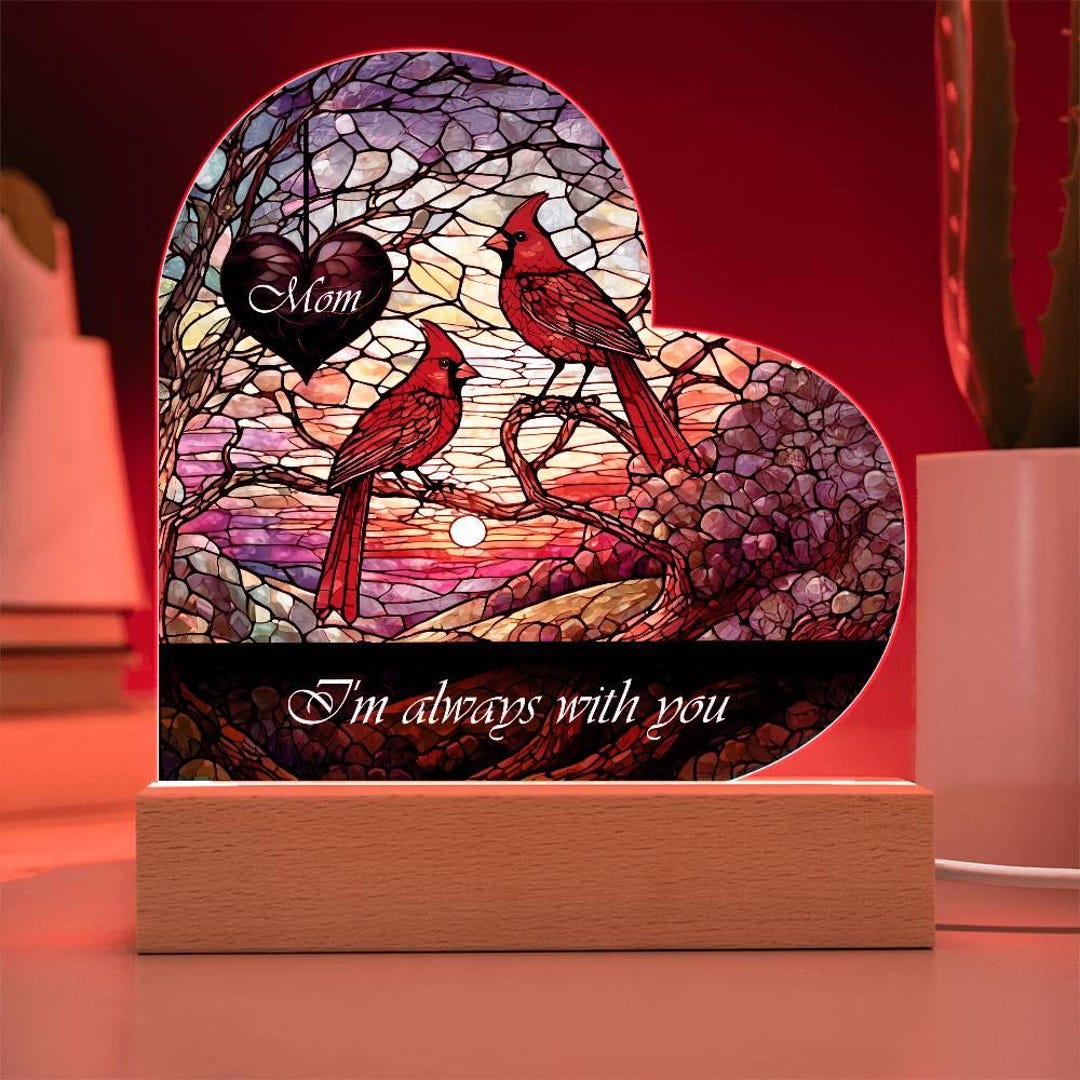 Personalized Cardinal Memorial Plaque: Stained Glass Bereavement Gift ...