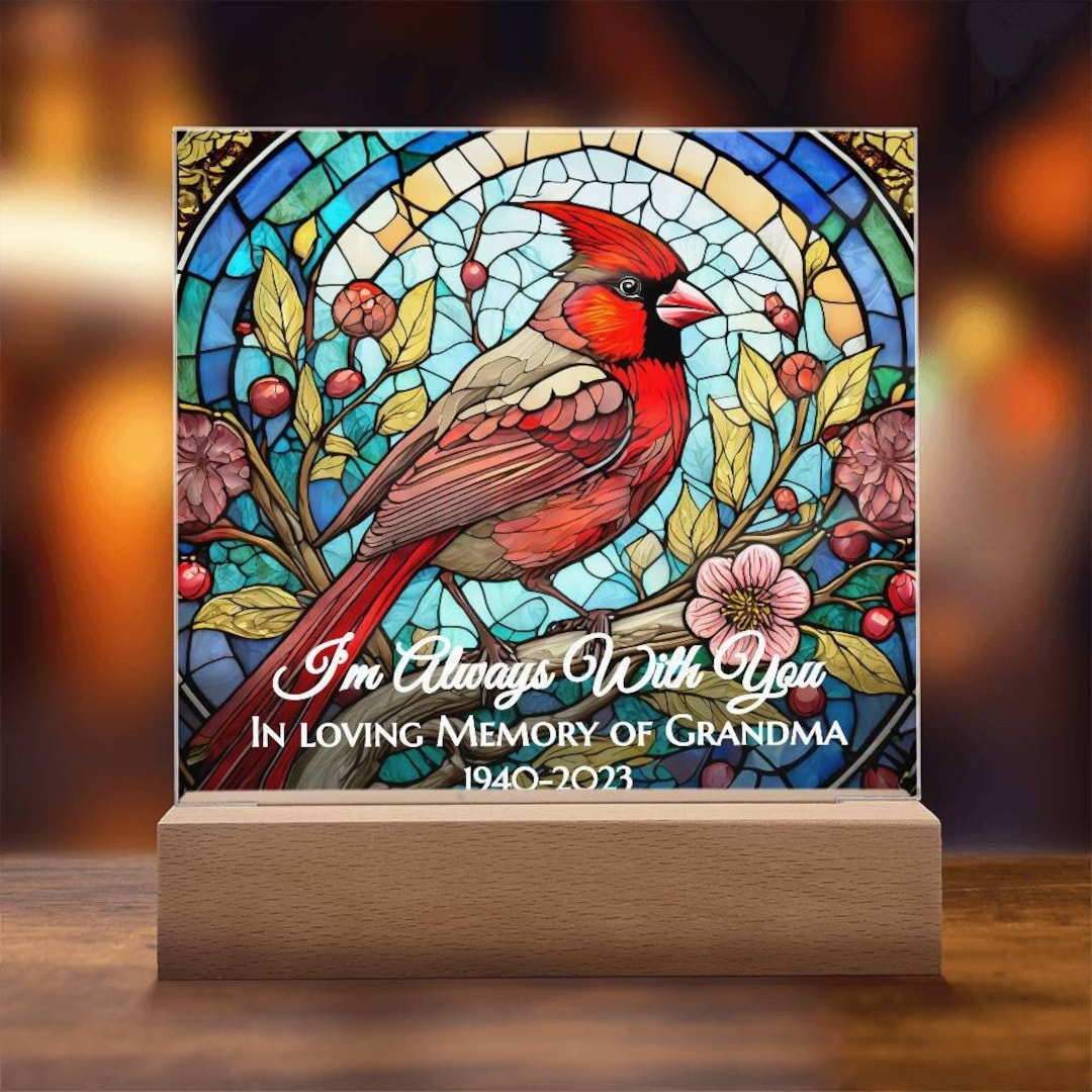 Cardinal Memorial Stained Glass Acrylic Plaque Personalized Remembrance ...