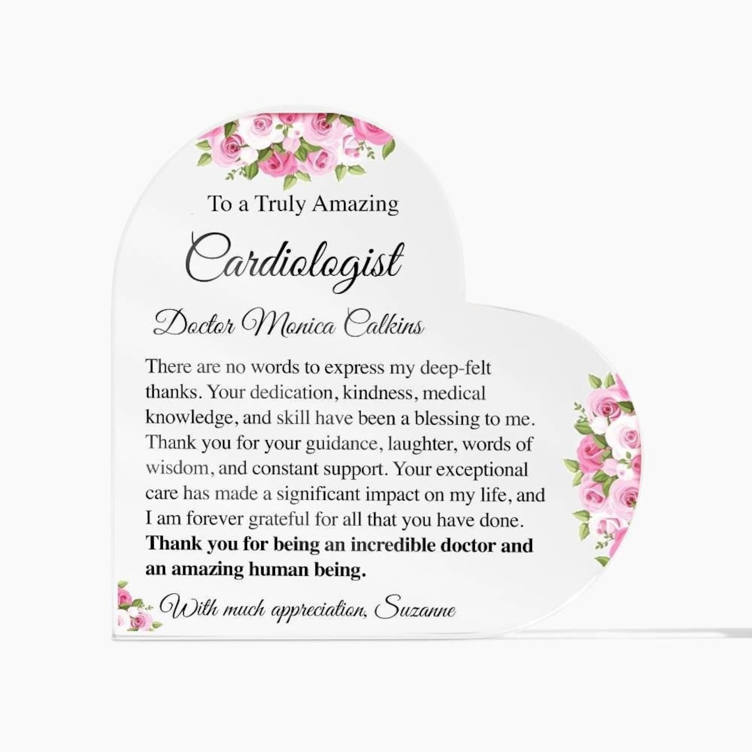 Cardiologist Personalized Appreciation Gift, Heart Doctor Thank You ...