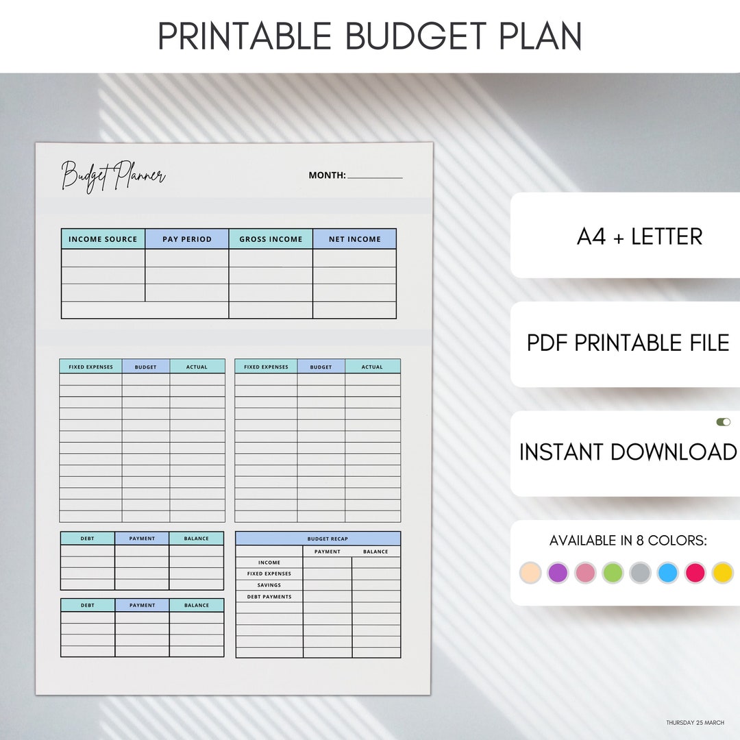 Budget Planning, Financial Journal, Print at Home Budget Plan ...