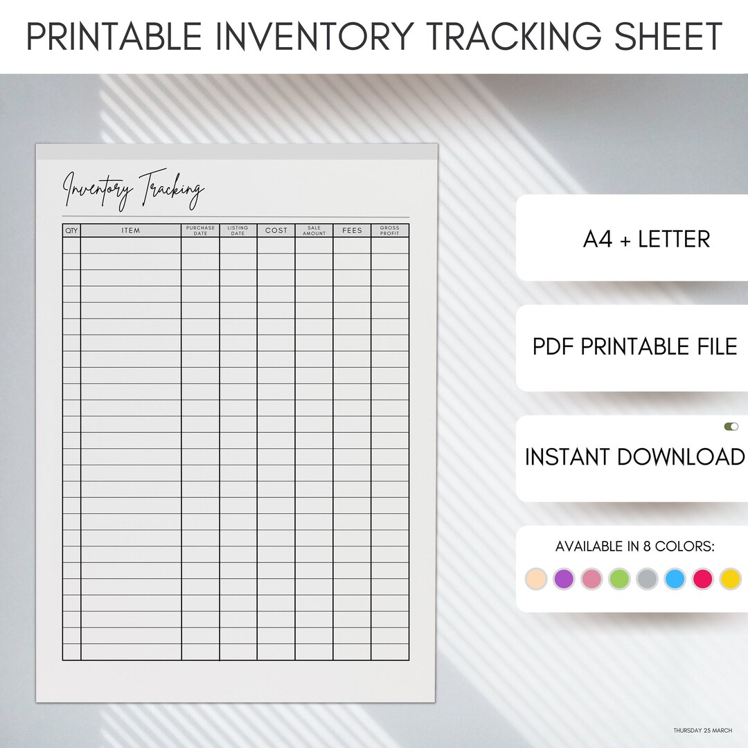 Inventory Tracker, Printable Inventory Tracking Sheet, Business Planner ...