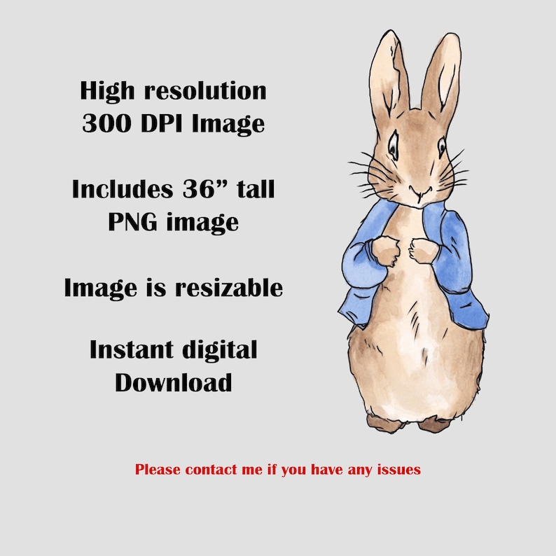 Peter Rabbit Large Printable Cutout Prop, Bunny Rabbit Standee, Instant ...