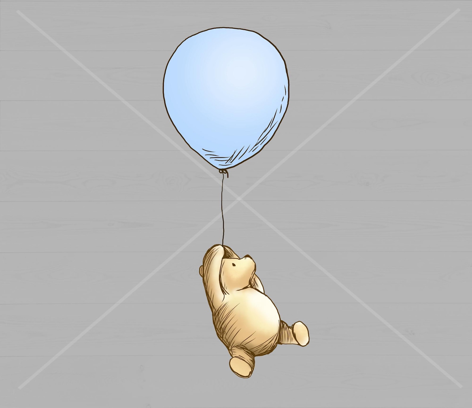 Classic Winnie the Pooh Flying With Balloon Clipart, PNG Pooh Hanging ...