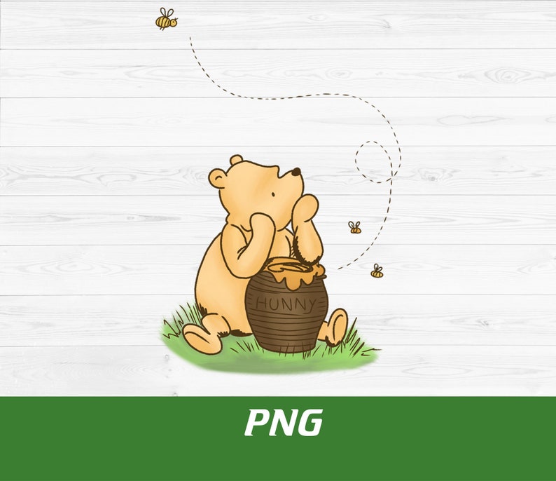 Classic Winnie the Pooh PNG, Pooh With Honey Pot - Etsy