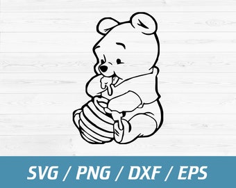 Classic Winnie the Pooh Svg, Winnie the Pooh Outline, Classic Pooh ...