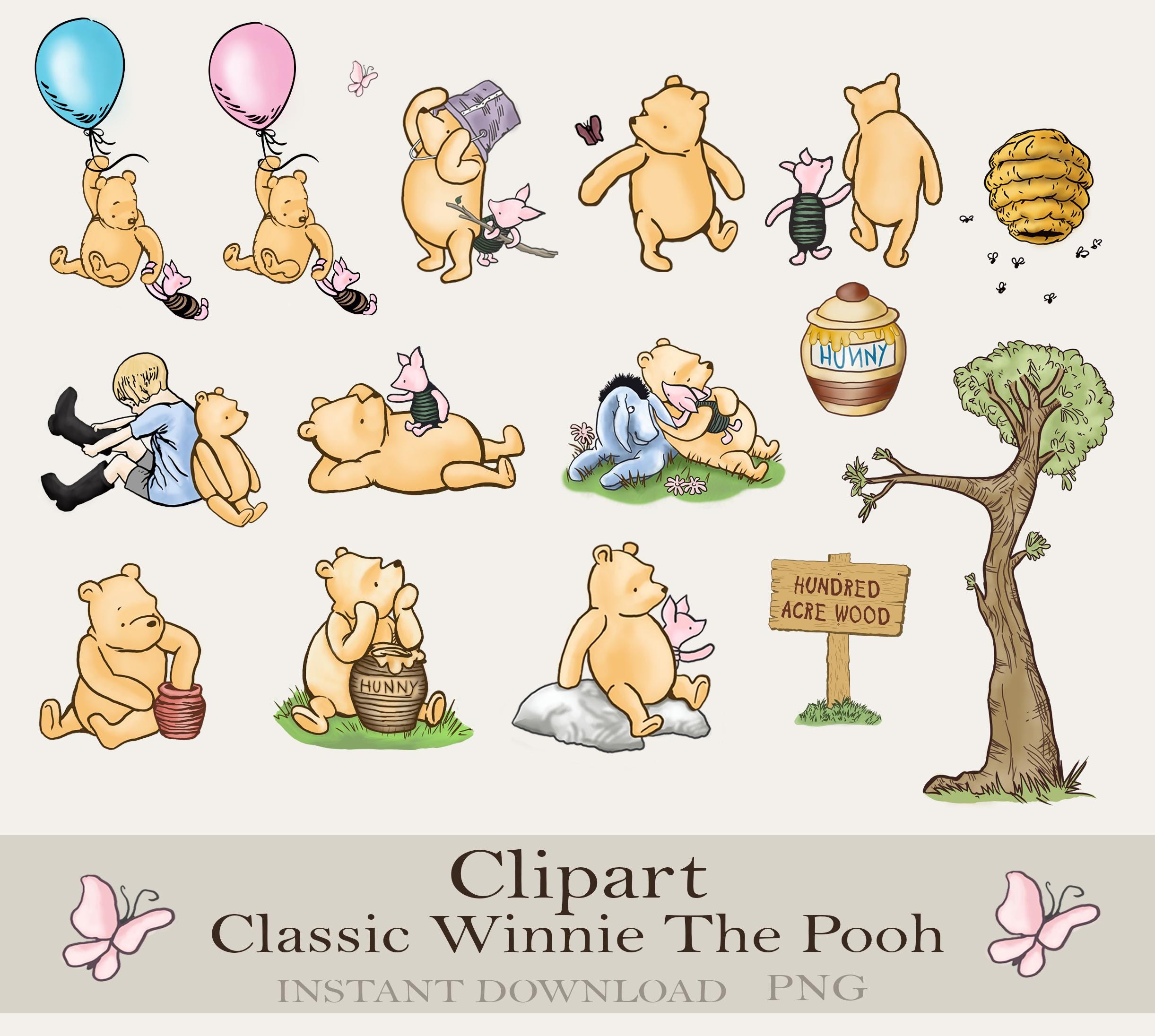 Classic Winnie the Pooh PNG Clipart Bundle, Vintage Pooh Images ...