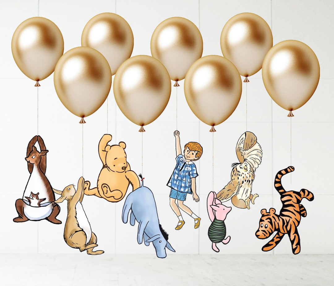Hanging Balloon Classic Winnie the Pooh PNG Clipart Bundle, Hanging ...