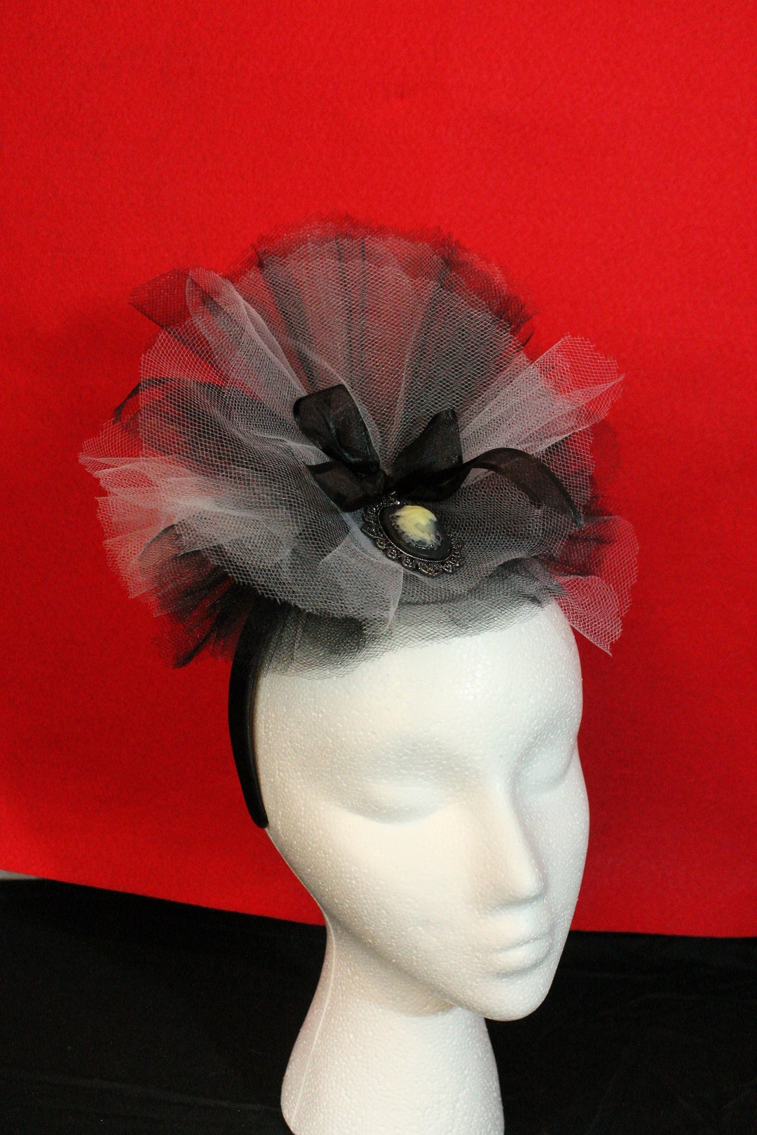 Black and White Gothic Cameo Fascinator Hat - Etsy