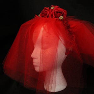 Red Wedding-gothic Red Tulle Wedding Veil - Etsy