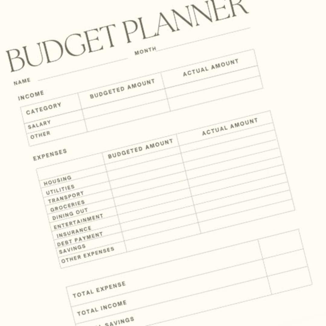 Monthly Budget Planner Printable & Fillable PDF, Budget Tracker ...