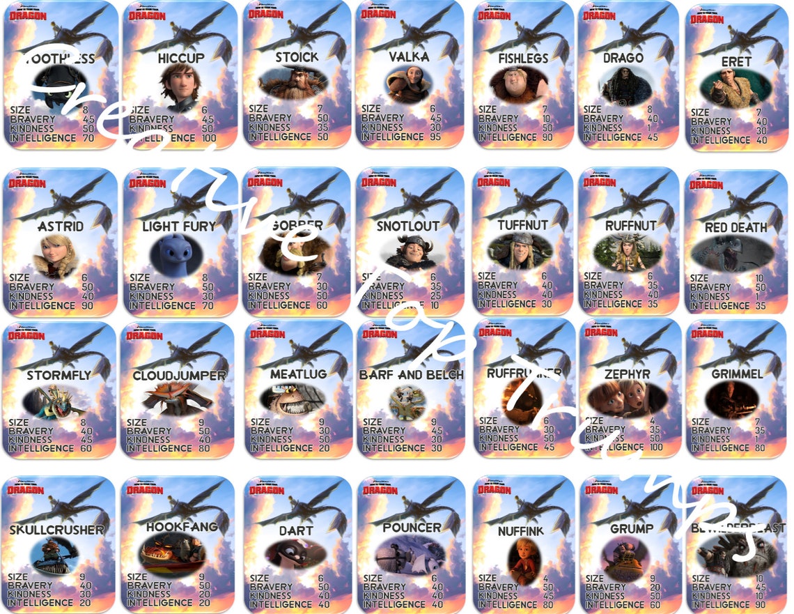 Top Trumps How to Train Your Dragon Unofficial Homemade digital ...