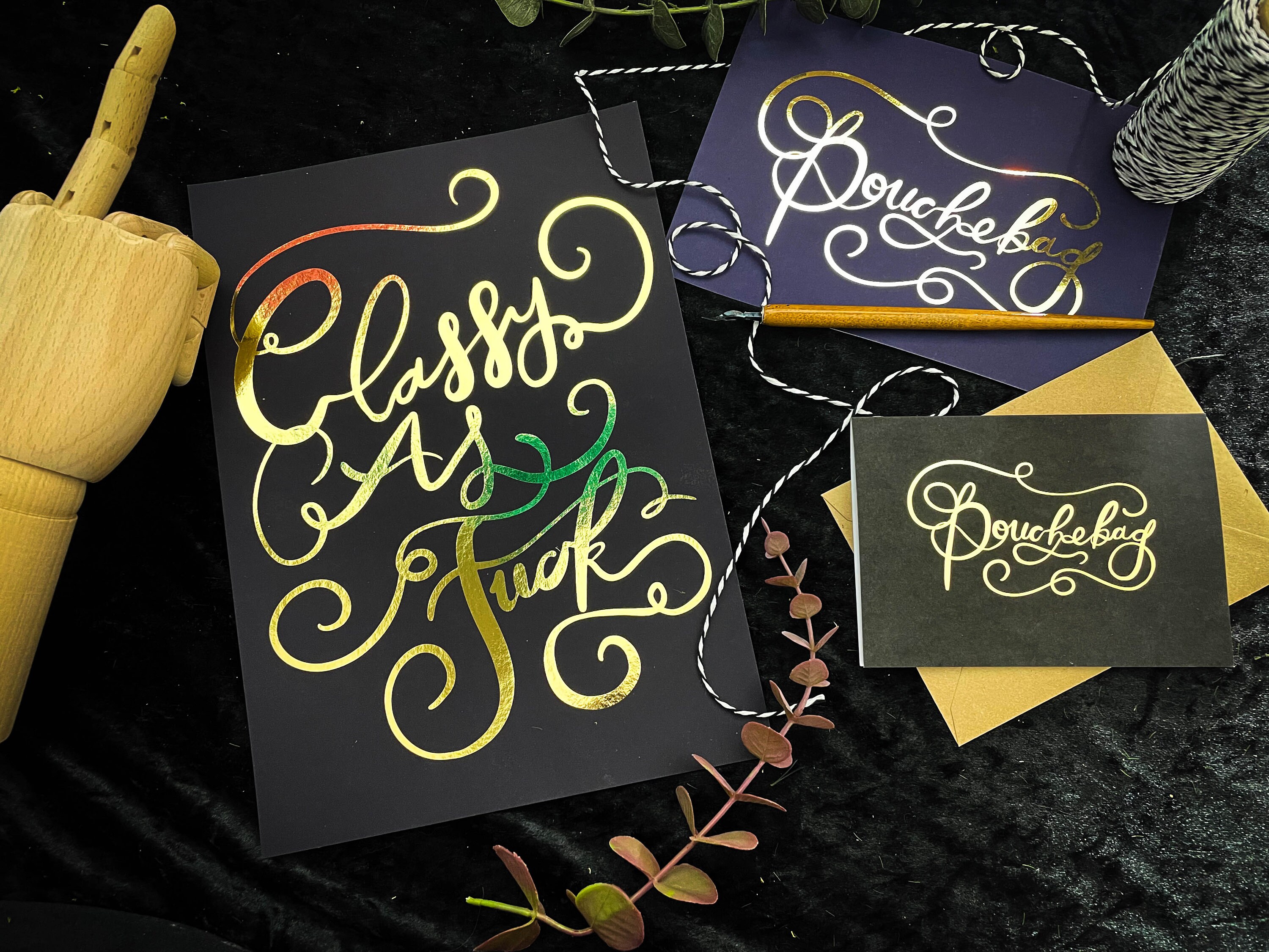 Douchebag A5 Foiled Art Print/ Calligraphy/rude Art/gold - Etsy