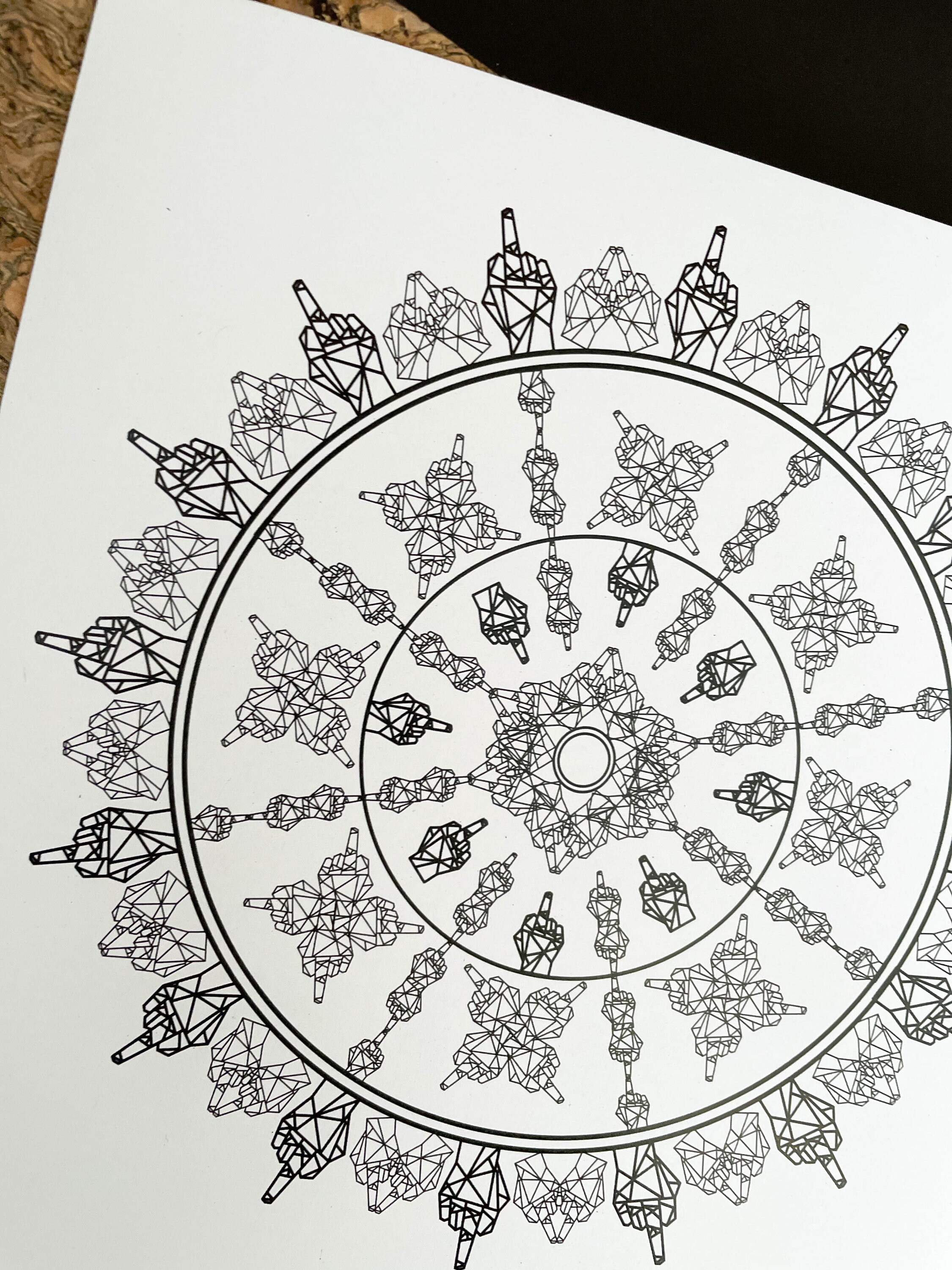 Middle Finger Mandala Square Print/ Rude Art Work/illustration - Etsy