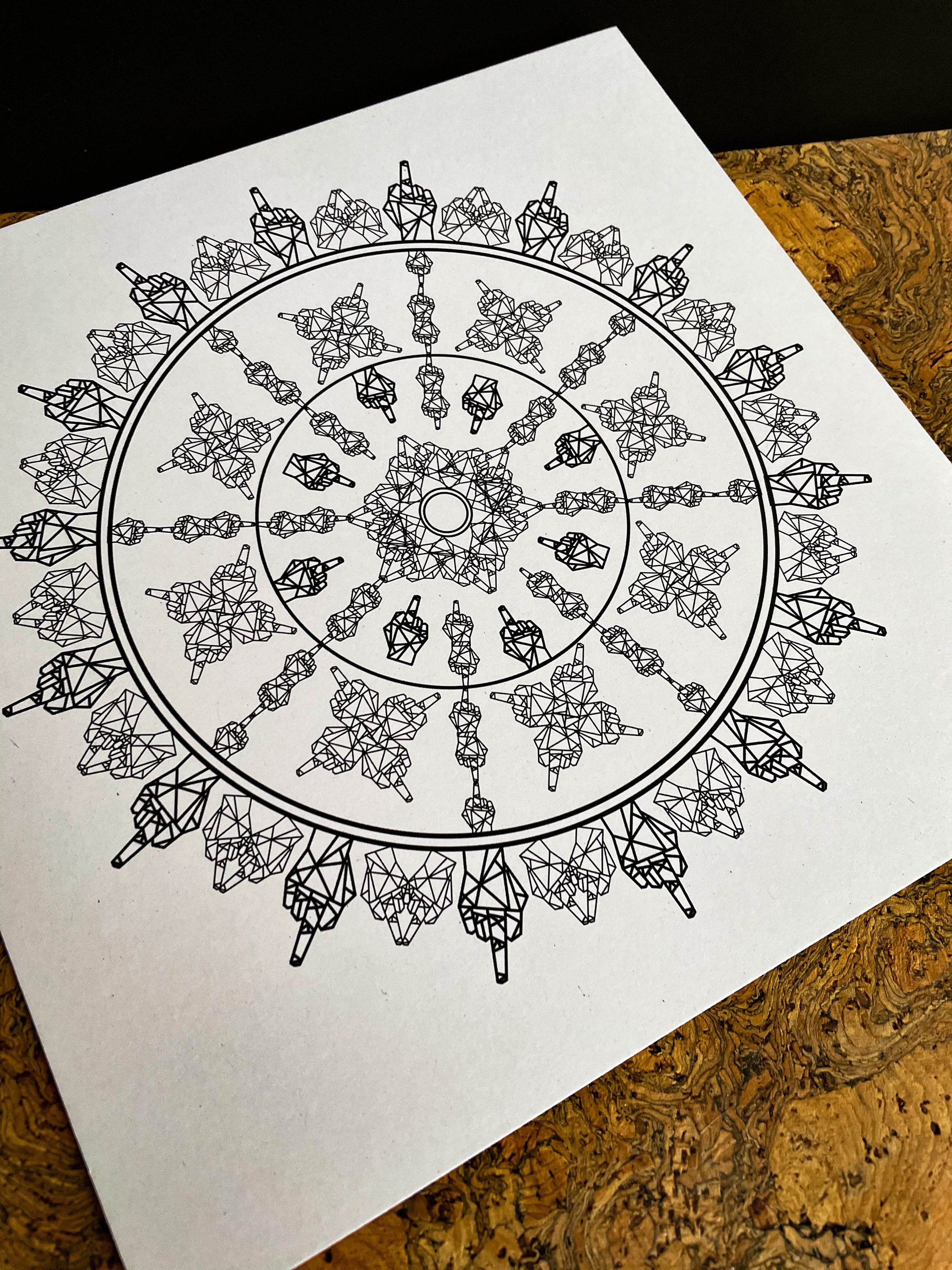 Middle Finger Mandala Square Print/ Rude Art Work/illustration Print ...