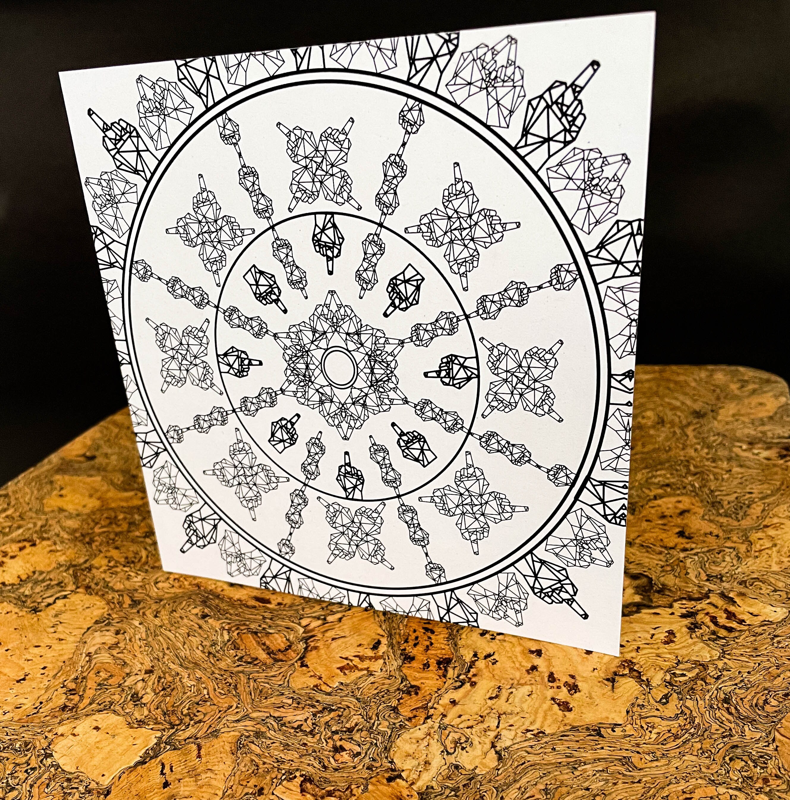 Middle Finger Mandala Square Greeting Card / Rude Art Work ...