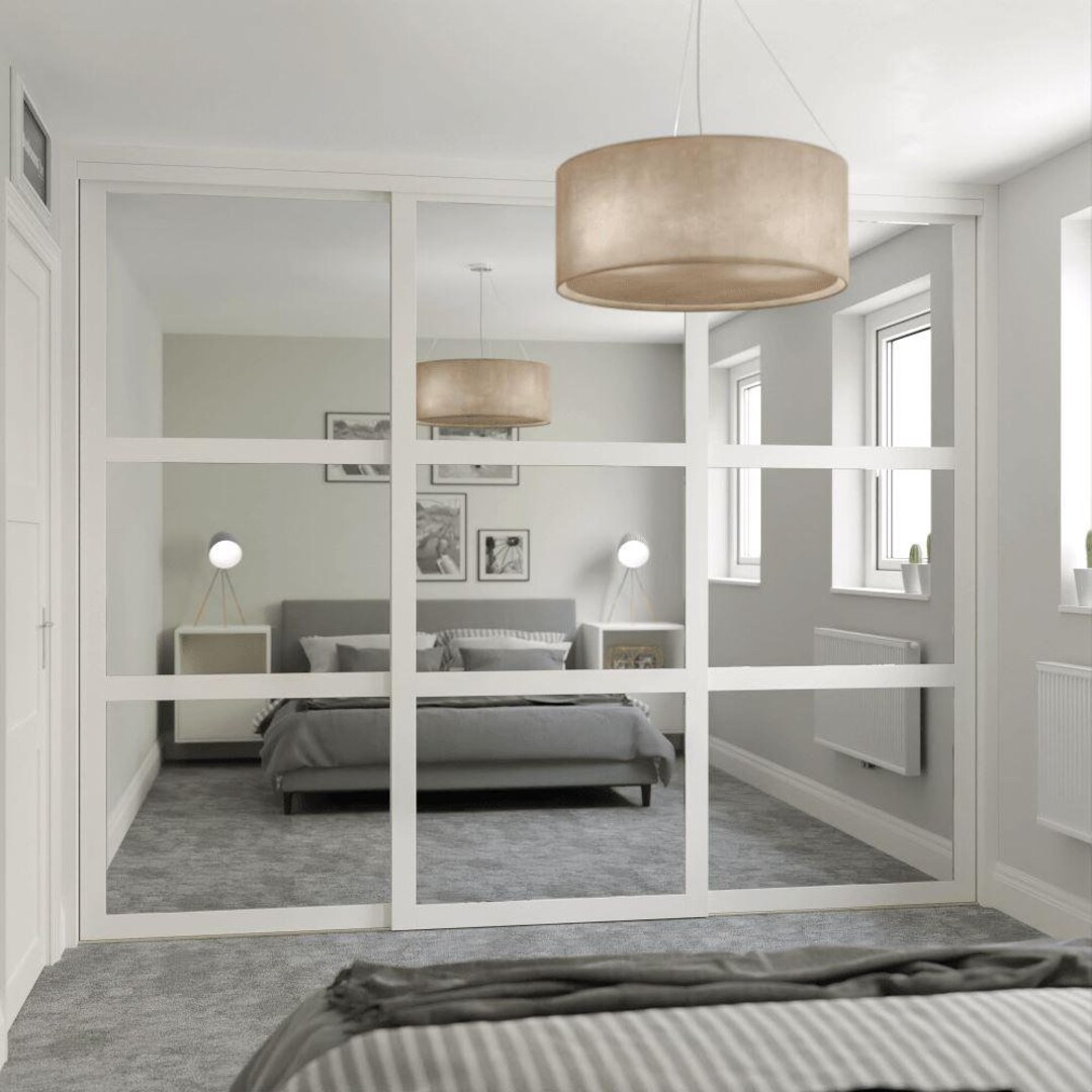 White Shaker 3-panel Mirror Sliding Wardrobe Door Kit - Made to Measure ...