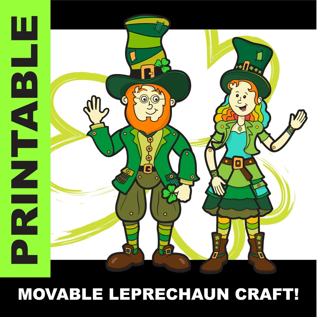 St Patricks LEPRECHAUN CRAFT | Movable Leprechaun Girl & Leprechaun Man ...
