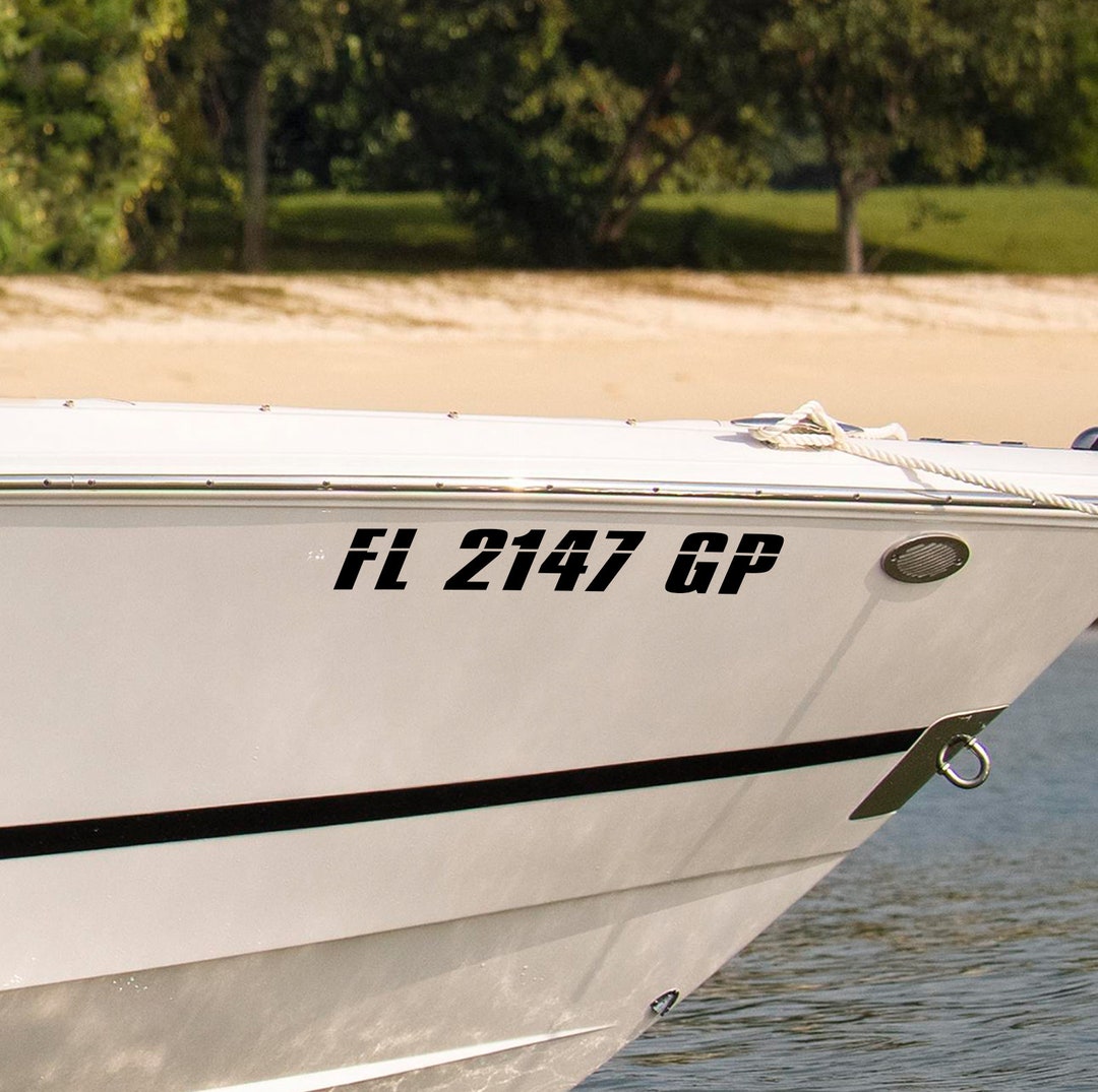 Two-pack Boat Registration Number Decals - Adhesive Vinyl Boat Number ...