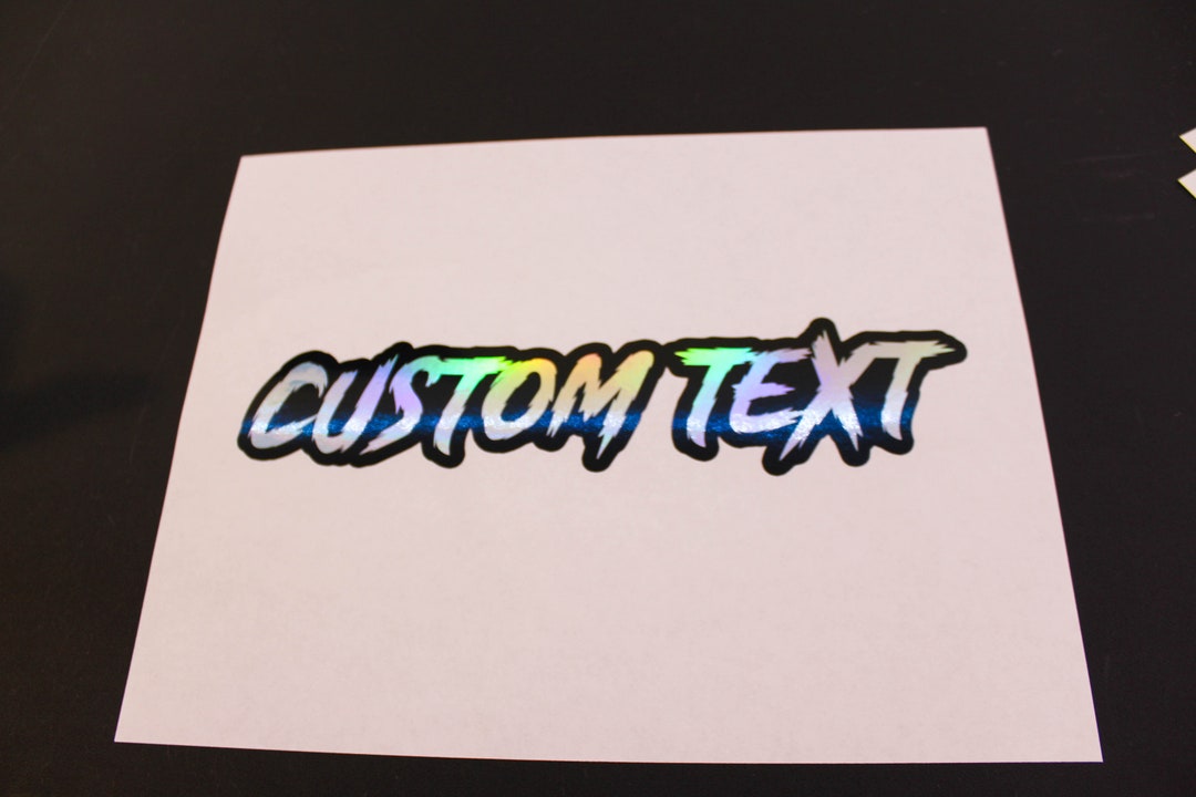Silver Holographic Custom Text Vinyl Decal W/ Background - Etsy