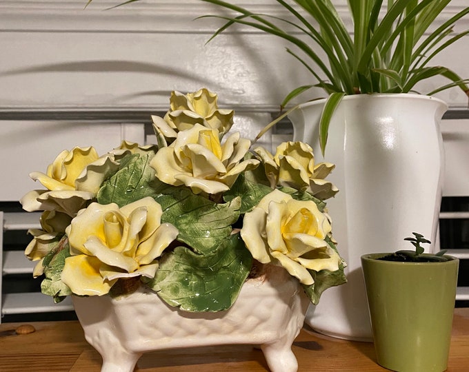 Absolutely Stunning Vintage Italian Ceramic Yellow Rose Decorative ...