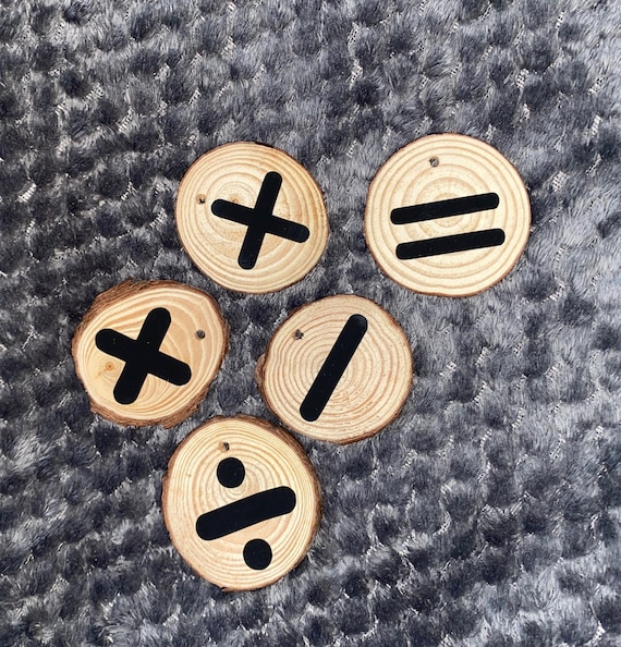 Maths Resource EYFS Wooden Maths Symbol Disks Number - Etsy UK