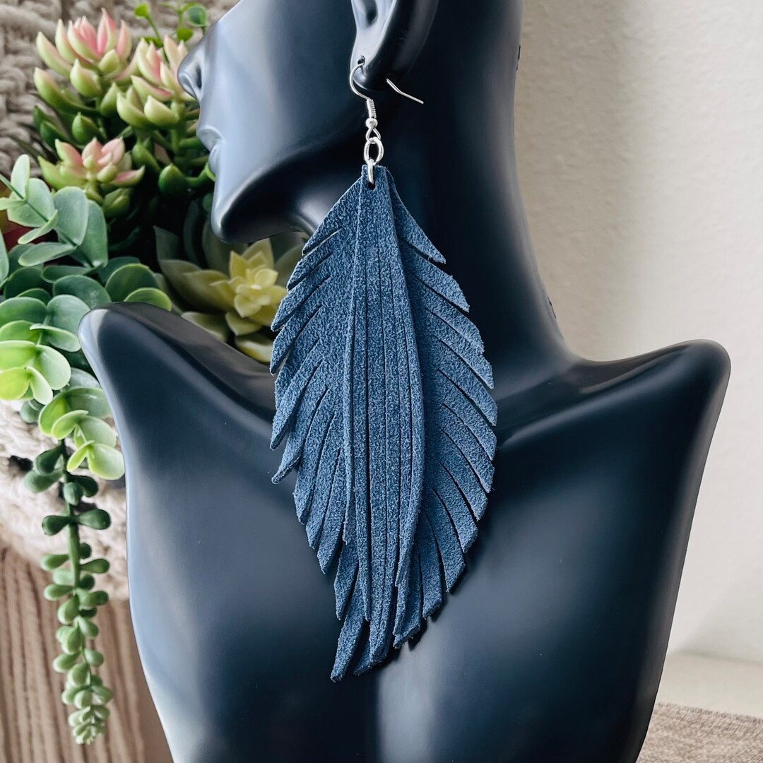Long Leather Leaf Fringe Statement Earrings for Women Gift - Etsy