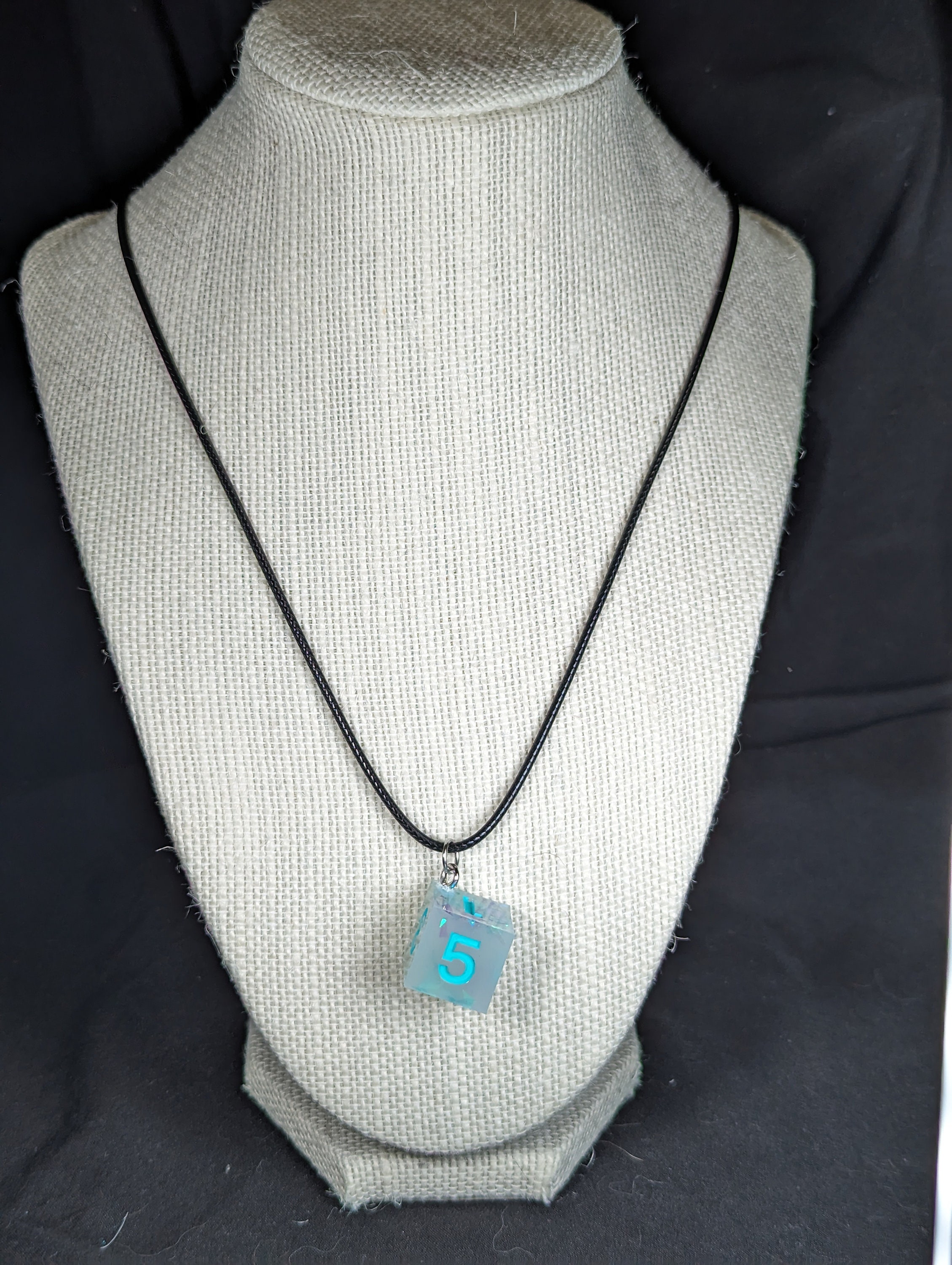 Handmade Resin D6 Dice Necklace - White Iridescent & Teal - Etsy