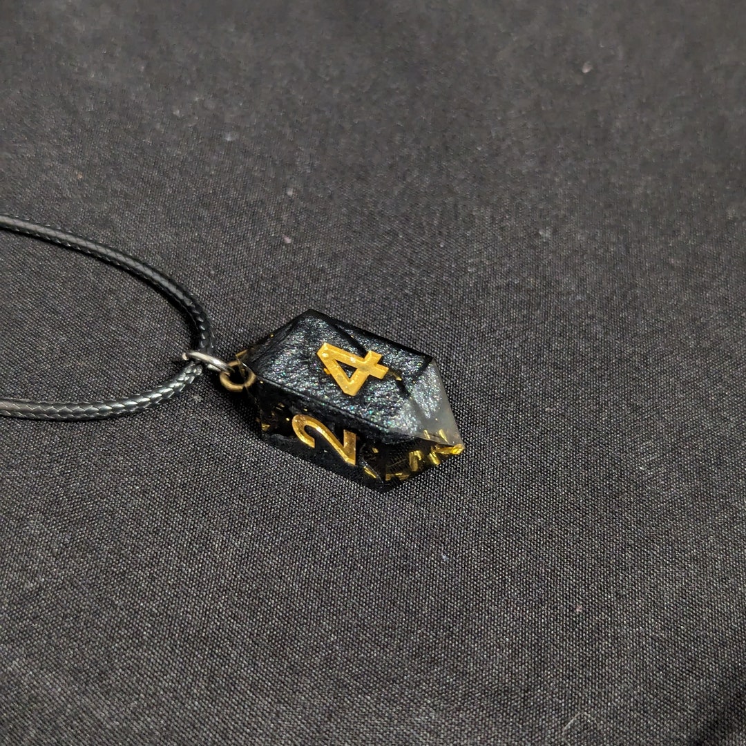 Handmade Resin D4 Dice Necklace - Black and Gold Crystal - Etsy