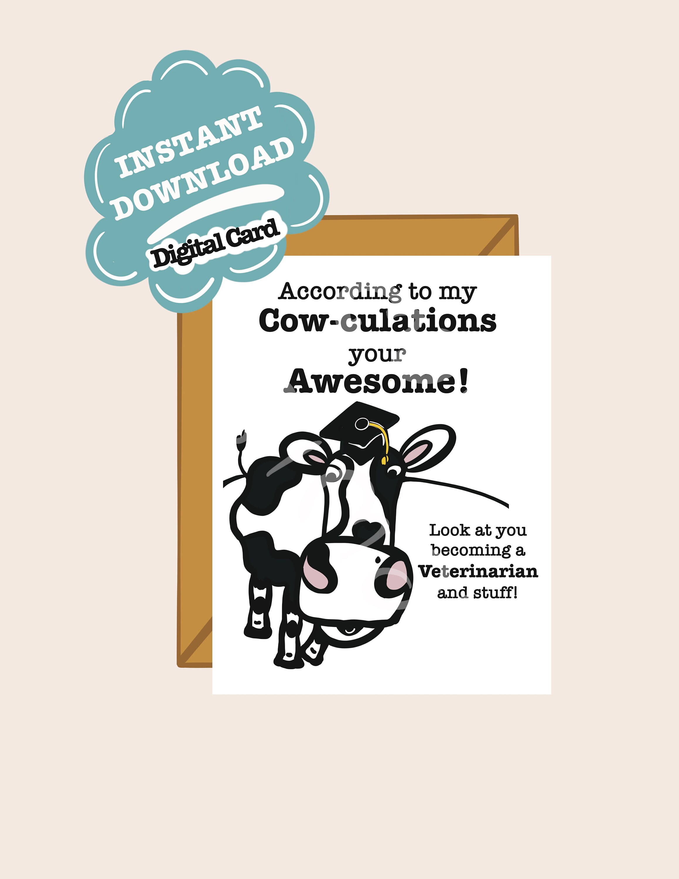 Printable Graduation Card, Veterinarian Card, Graduation Card, Instant ...