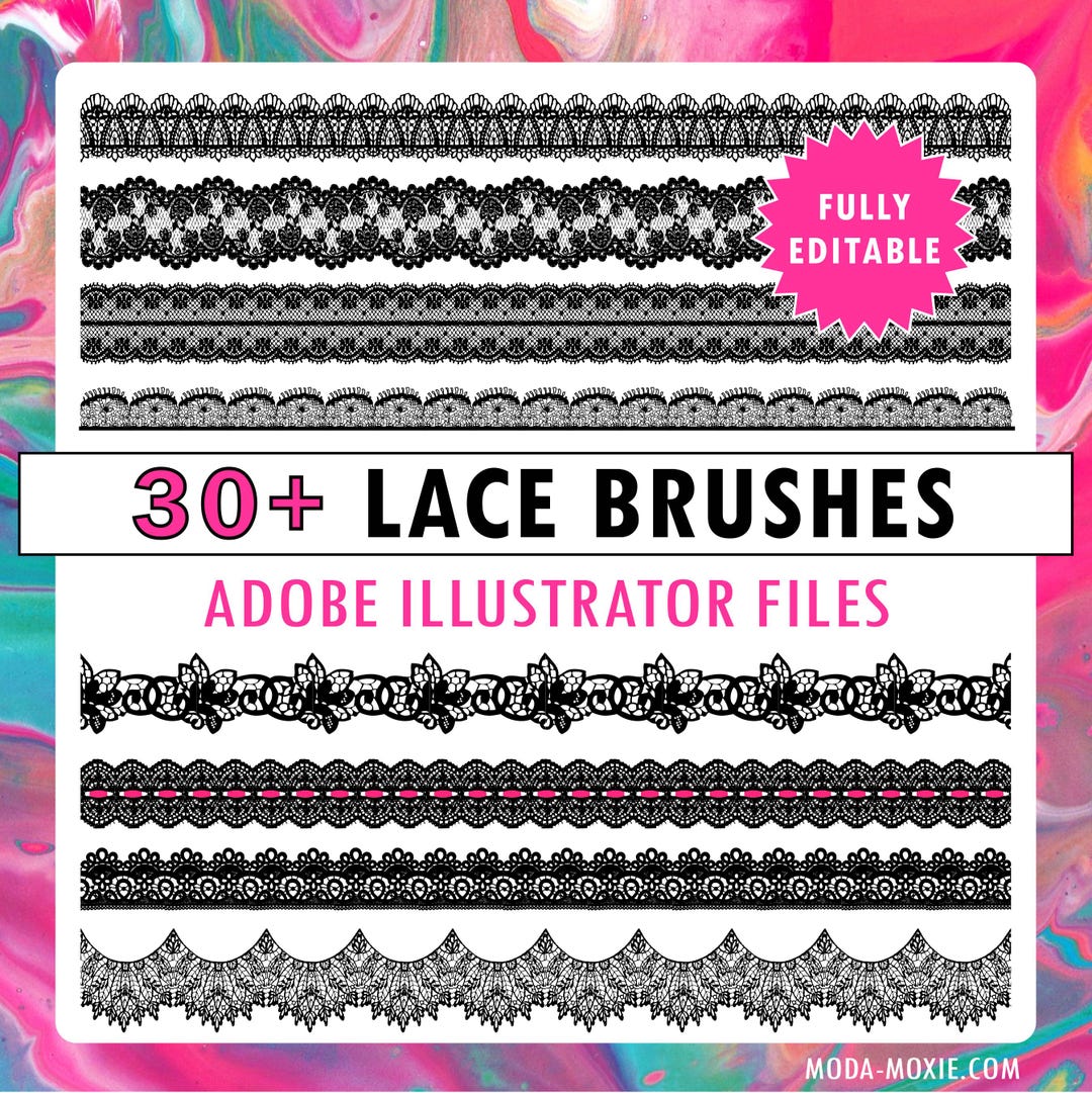 Adobe Illustrator Lace Brushes Lingerie, Intimate Apparel, Panty or Bra CAD Flats & Clip Art ...