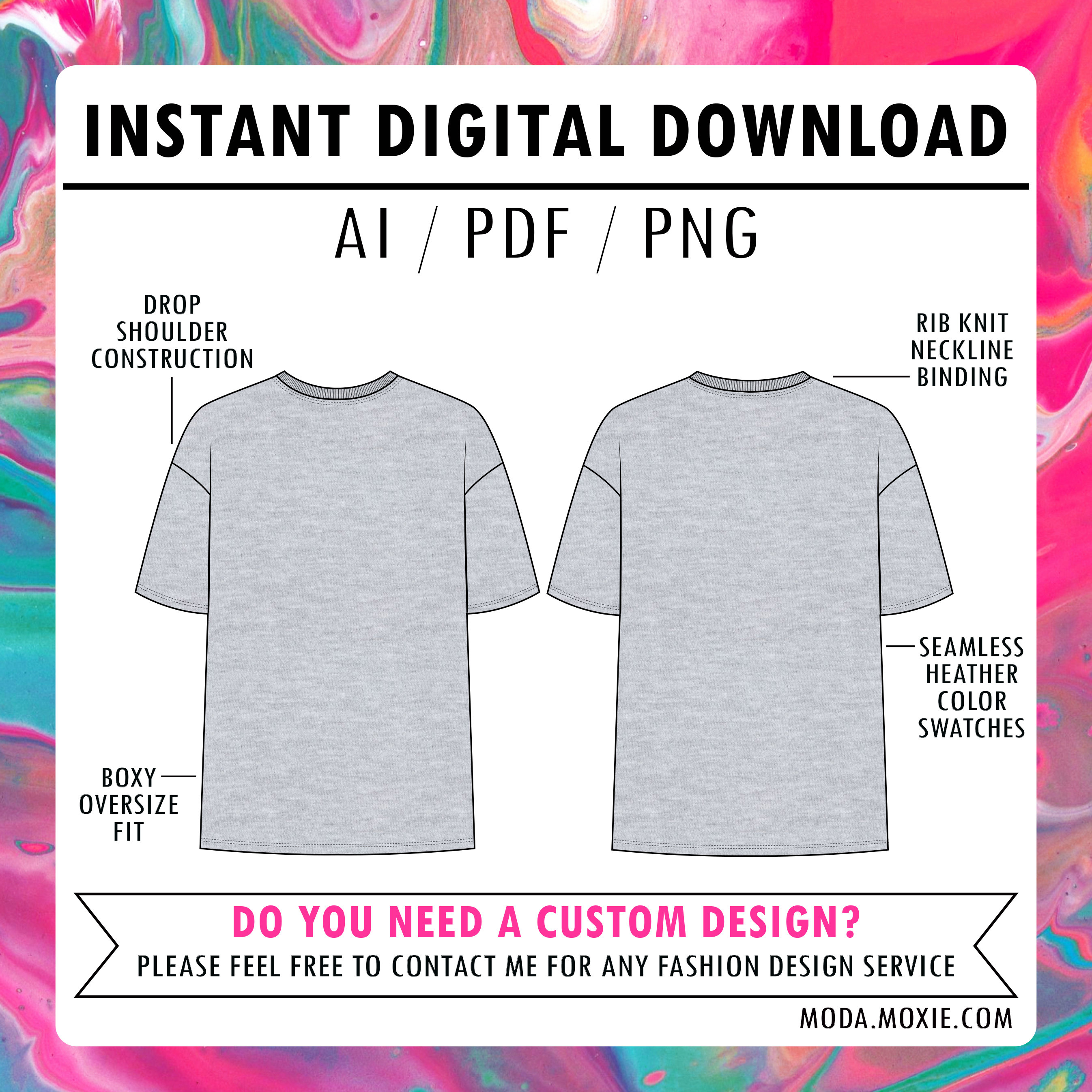 T Shirt CAD Drawing 2D Sketch Template Technical Vector Design Flat ...