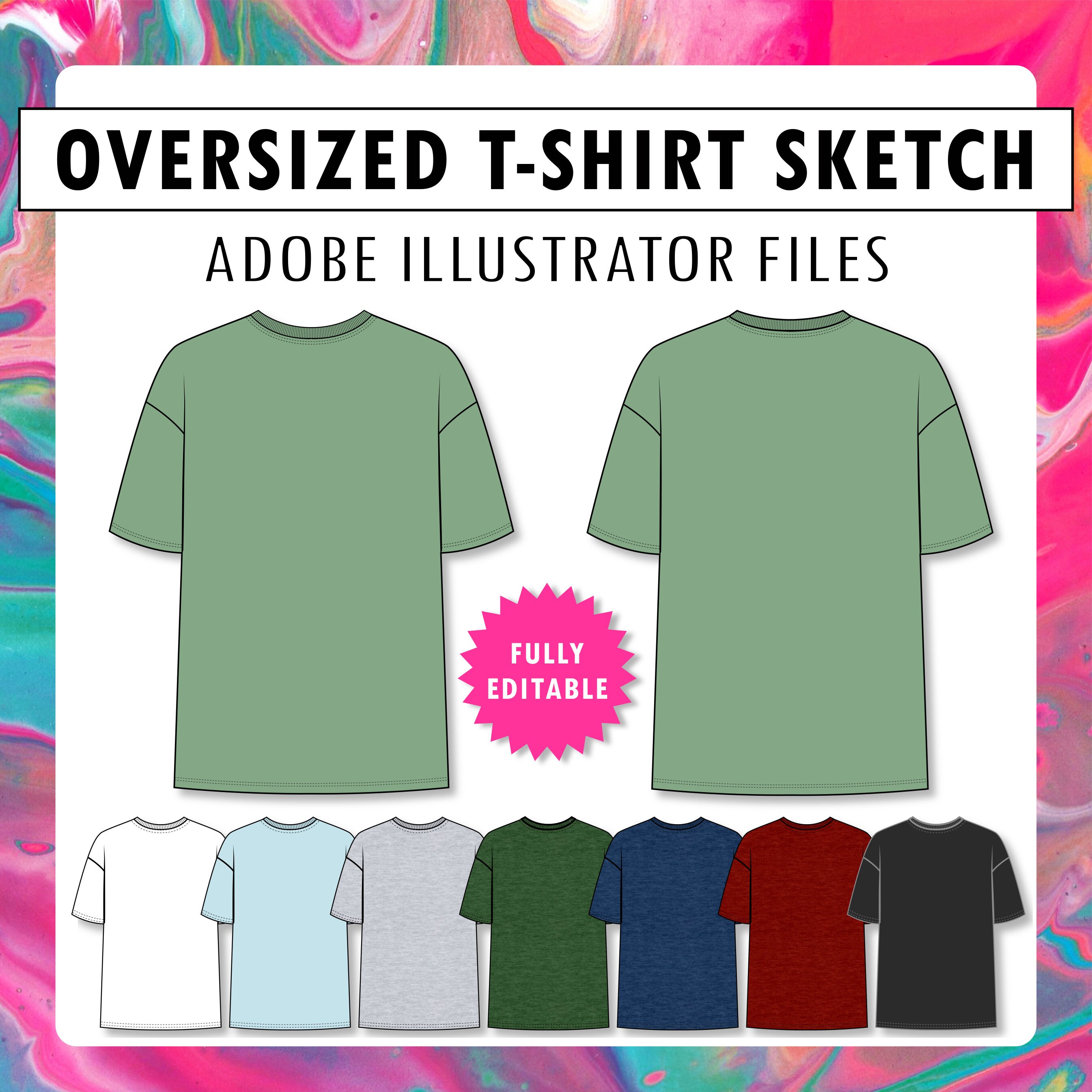T Shirt CAD Drawing 2D Sketch Template Technical Vector Design Flat ...
