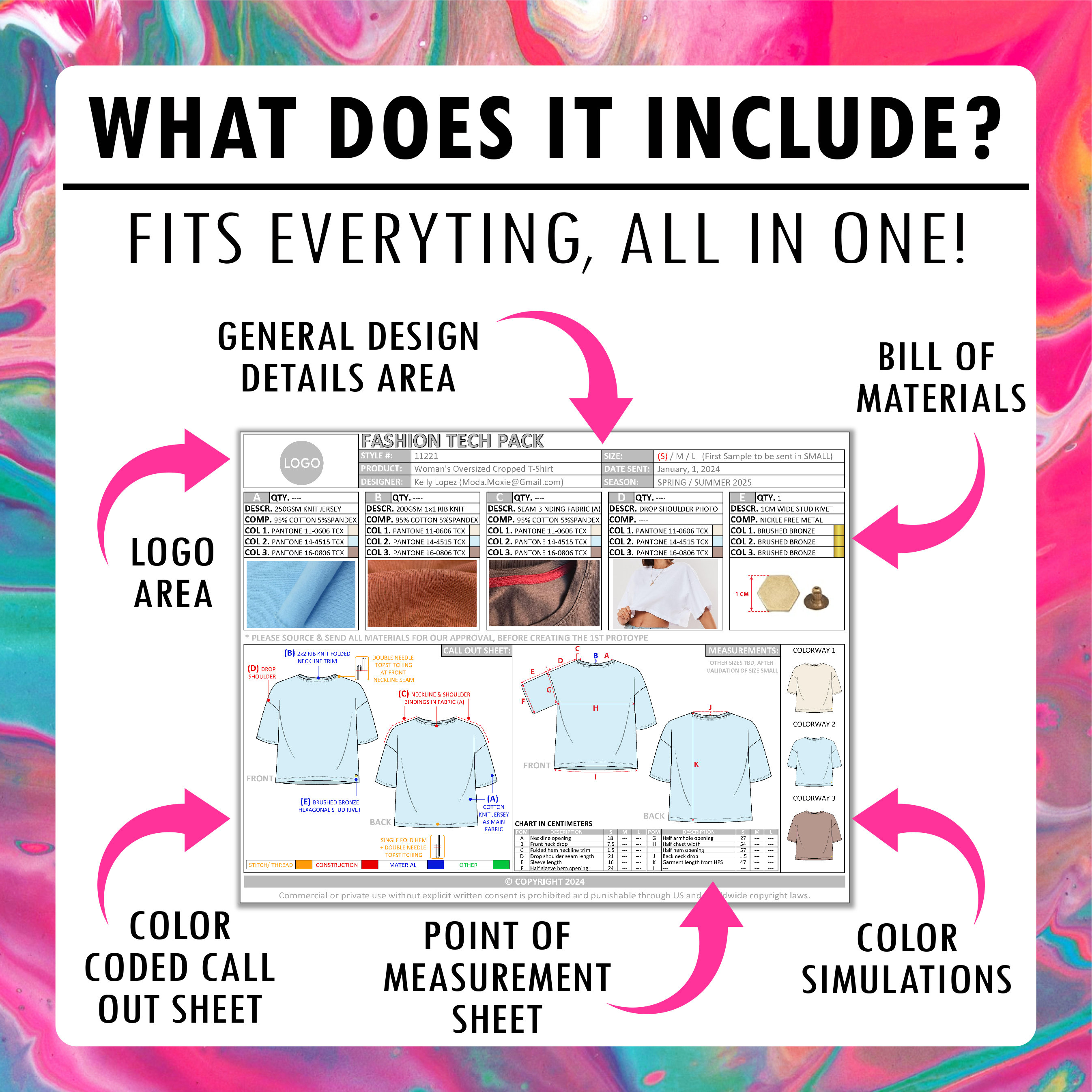 Fashion Tech Pack Template in Excel, Adobe Illustrator, PDF Filled Crop ...