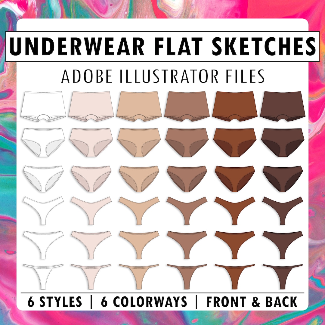 Lingerie CAD Sketch Technical Drawing Fashion Design Vector Underwear ...